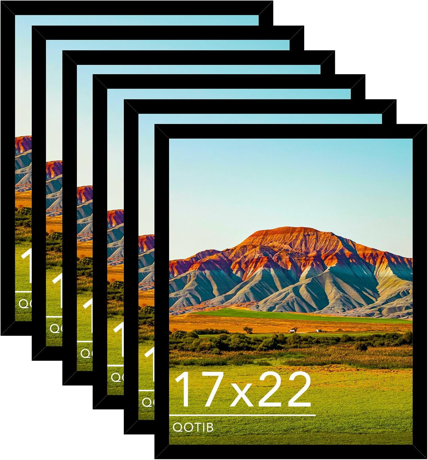 17x22 Picture Frame Black for Wall Mounting Set of 6, Horizontal and ...