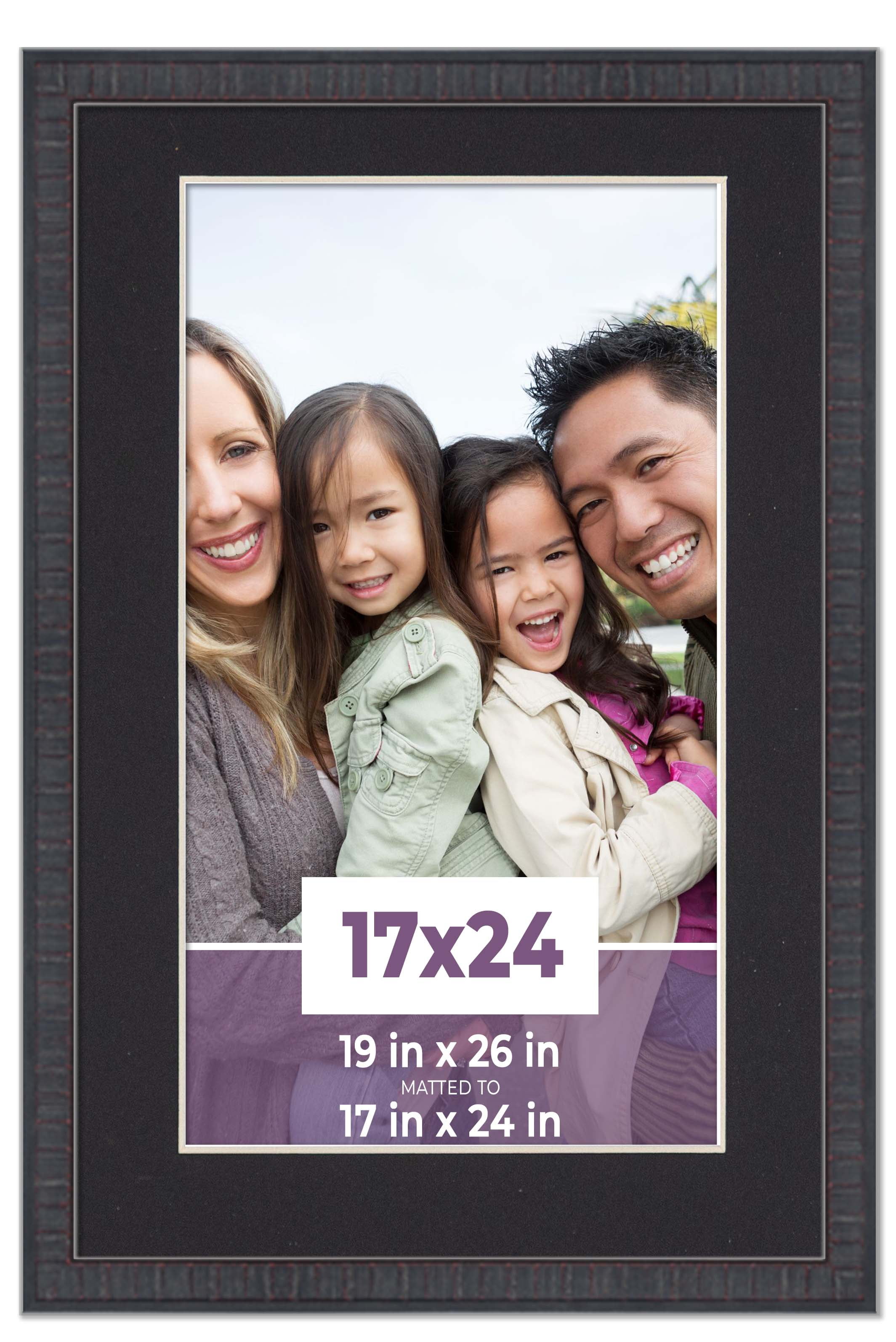 17x24 Frame Mahogany With Black Picture Mat For 17x24 Photo - Mahogany ...