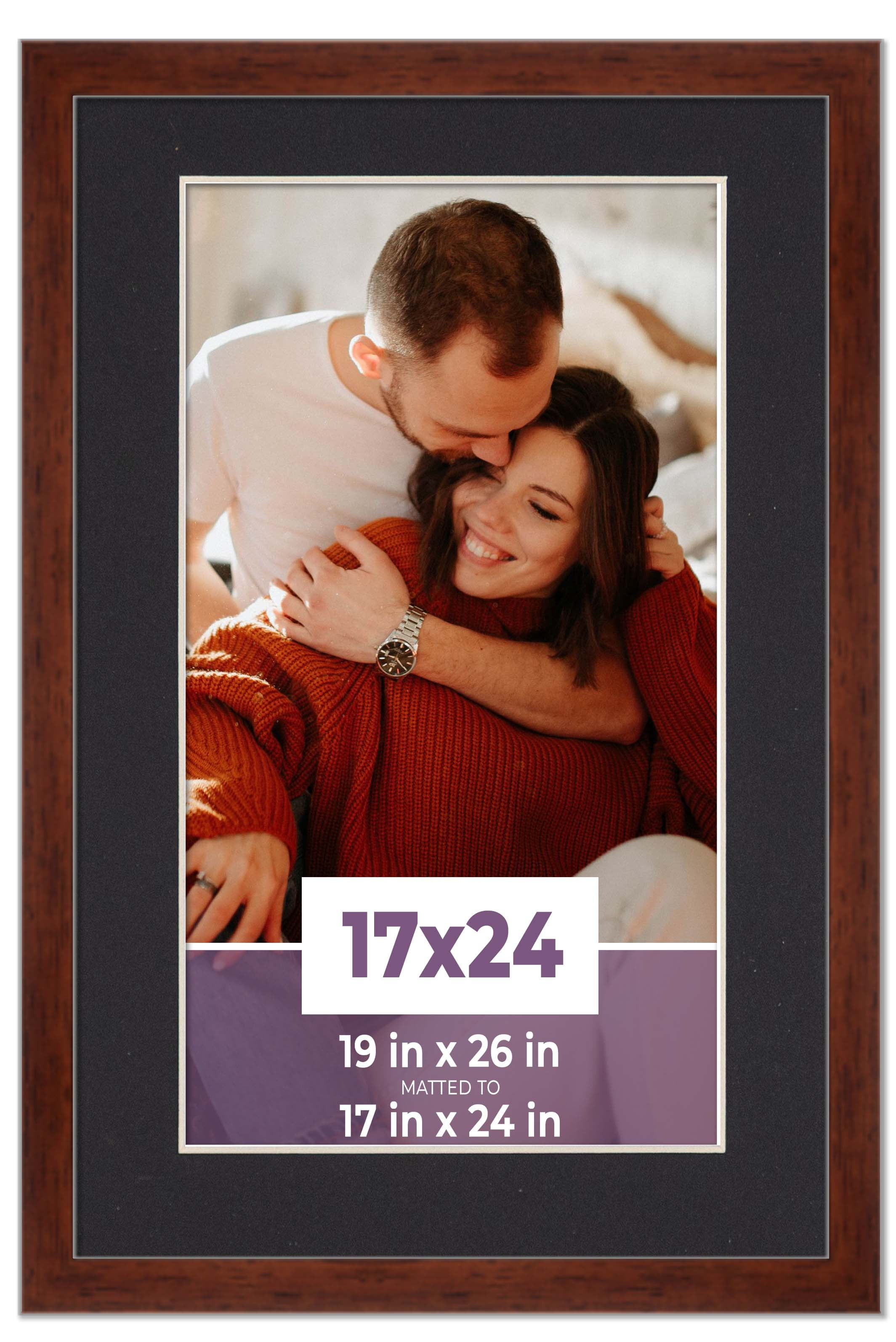 17x24 Frame Walnut With Black Picture Mat For 17x24 Photo - Walnut ...