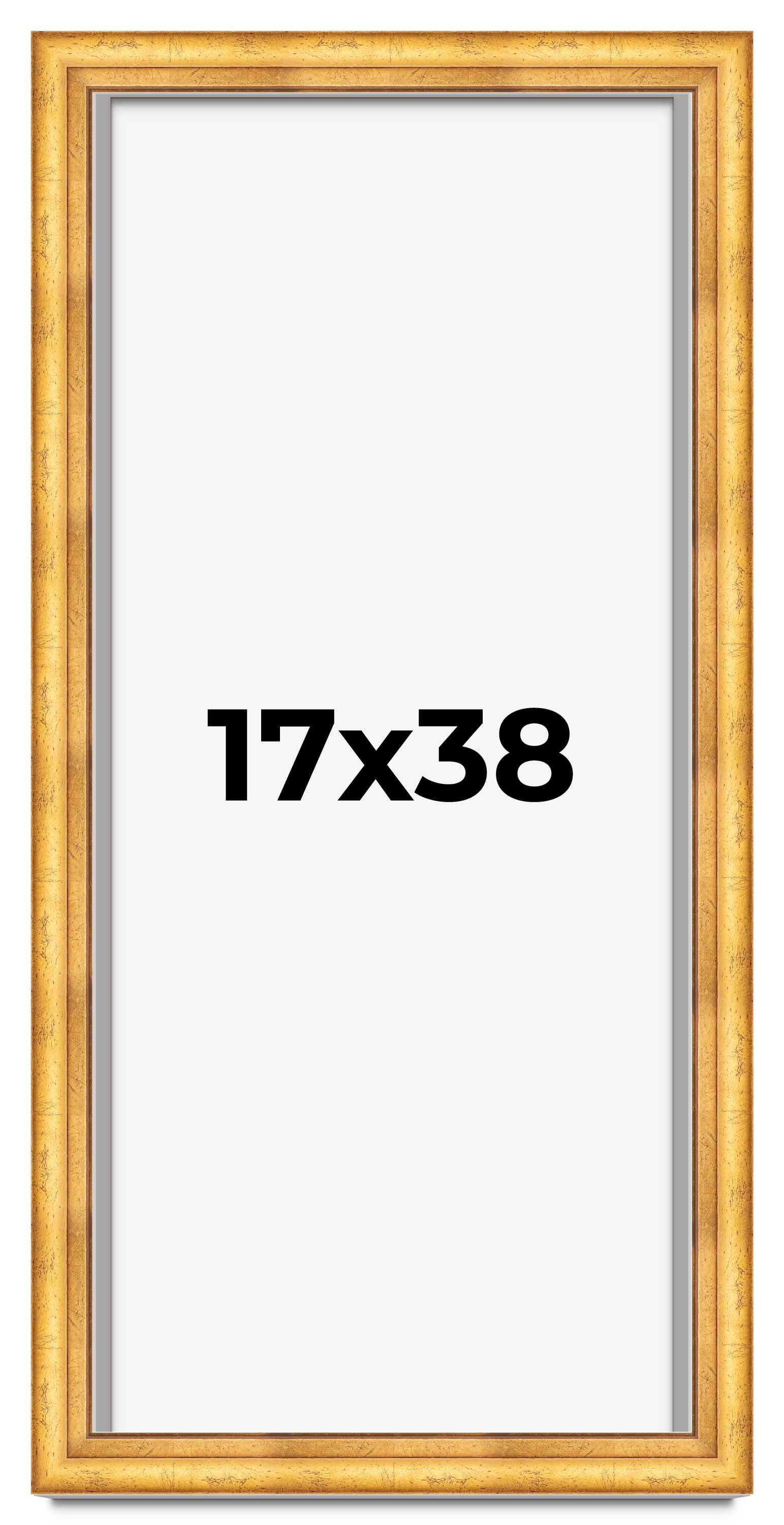 17x38 Shadow Box Frame Gold | 1.75 Inches Deep Real Wood Traditional ...