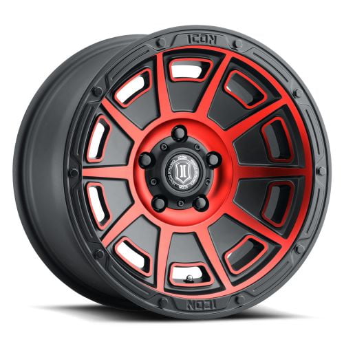 17x8.5 Icon Alloys Victory Satin Black & Red Wheel 6x135 (6mm) Fits ...