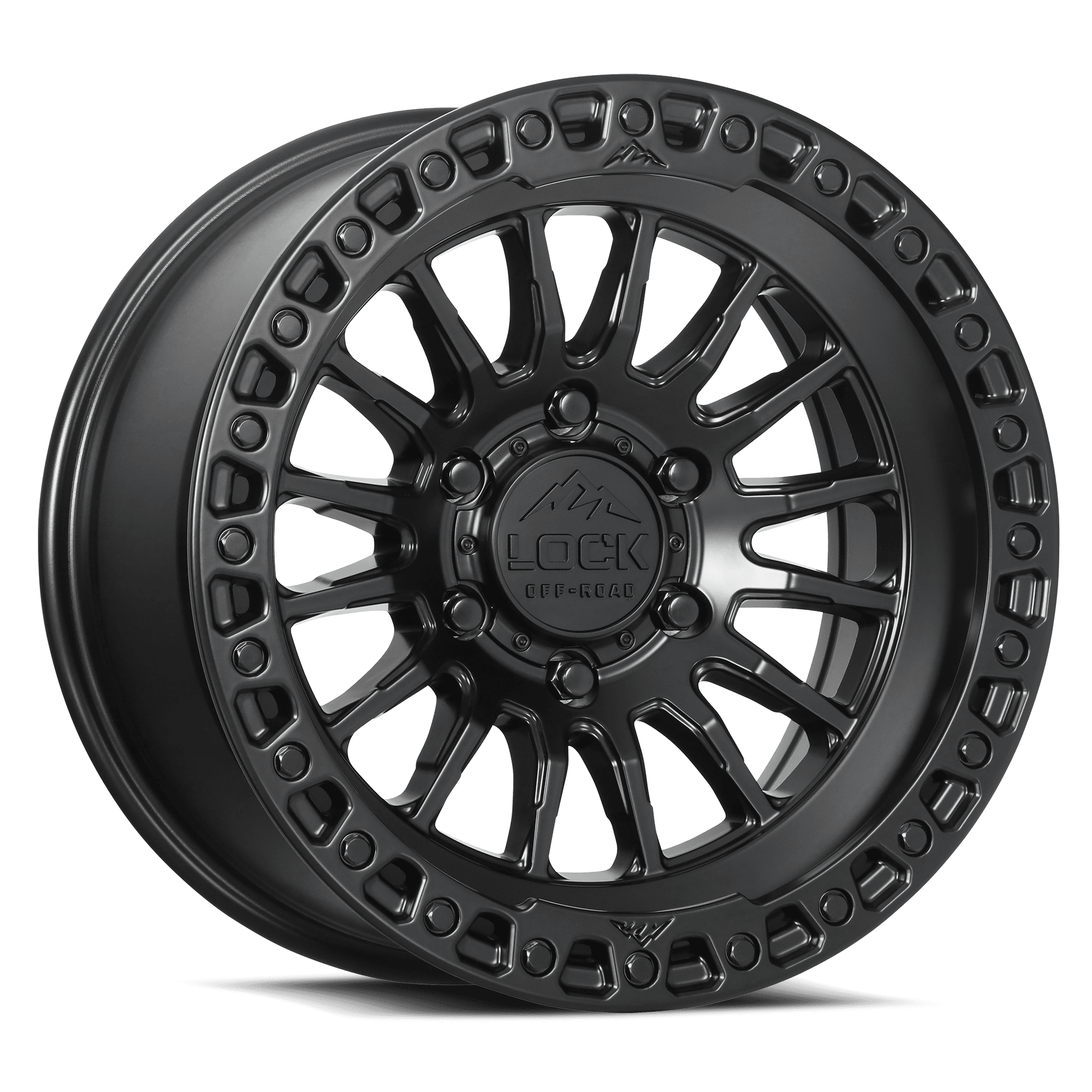 17x8.5 Lock Off-Road Grit Matte Black With Matte Black Ring Wheel 6x135 ...