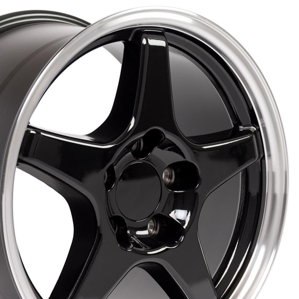 17x9.5 Wheels Fit Corvette, Camaro - ZR1 Style Black Rims with Machined ...