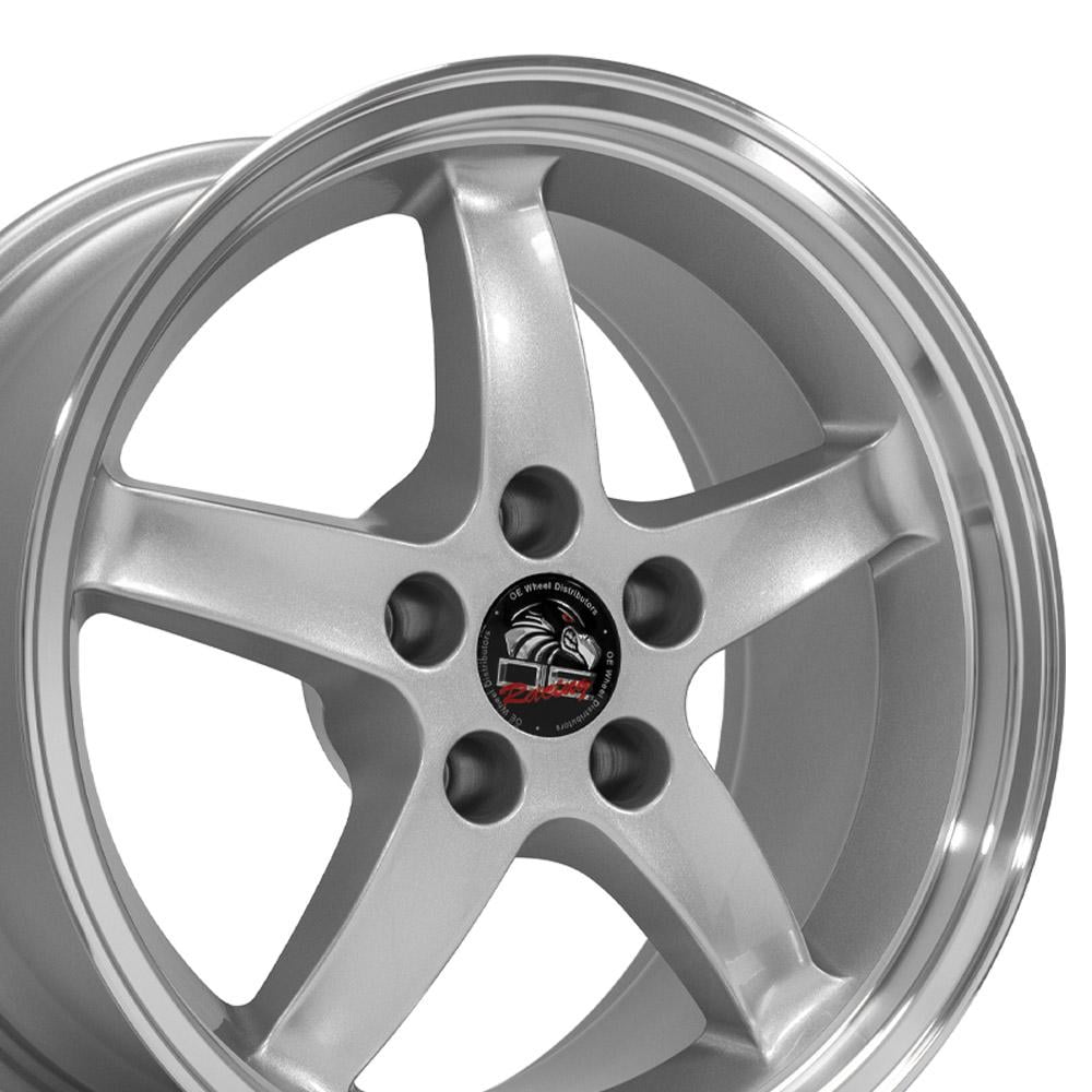 17x9 Fits Ford® Mustang® - Cobra R Style Deep Dish Silver with Machined ...