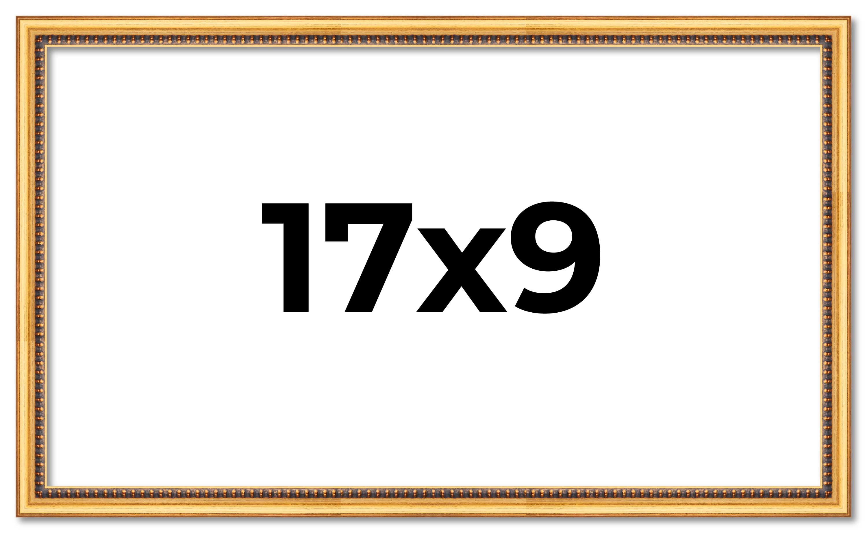 17x9 Frame Beaded Gold Solid Wood Picture Frame | 0.75 Inches Moulding ...