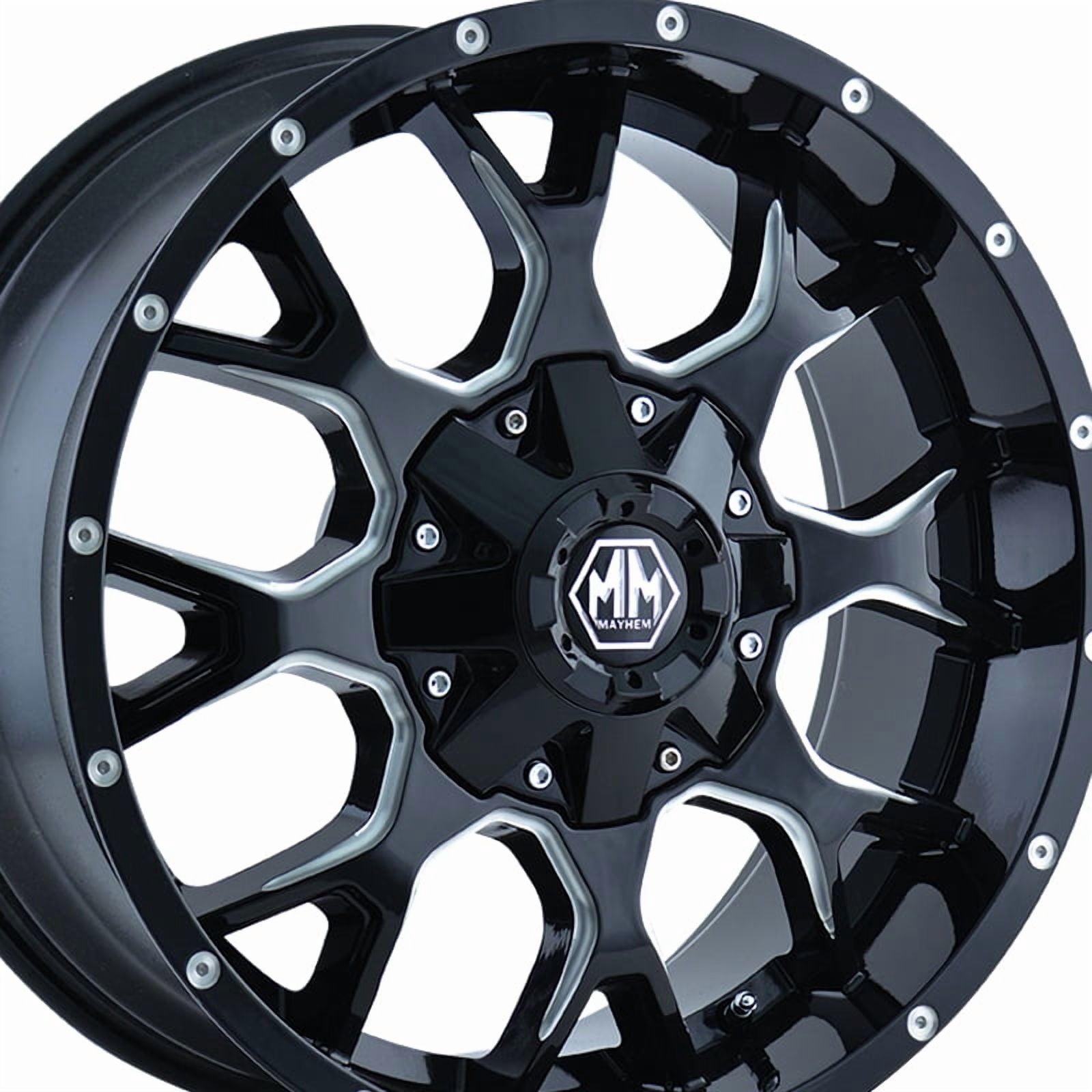 17x9 Mayhem 8015 Warrior Gloss Black Milled Wheel 8x6.5 (18mm ...