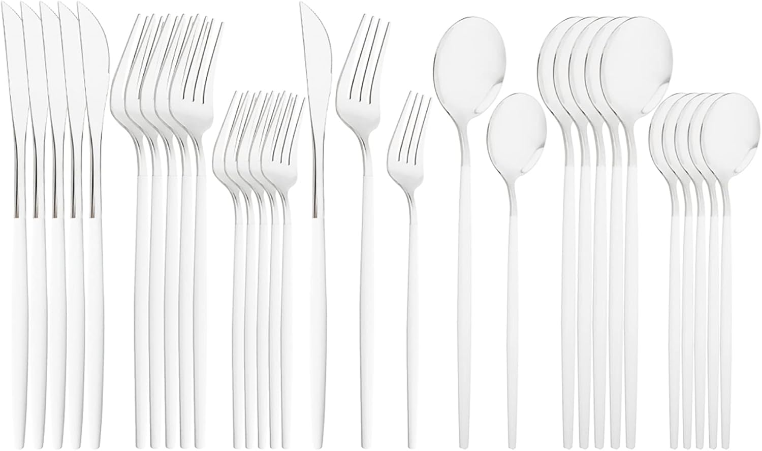 18/0 Stainless Steel Dinnerware Serving Set, 30-Piece Mirror Flatware ...