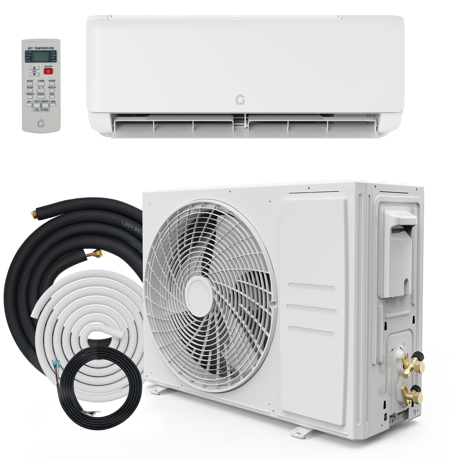 18,000 BTU Mini Split AC/Heating System for Room Up to 1250 Sq.Ft, 19 ...