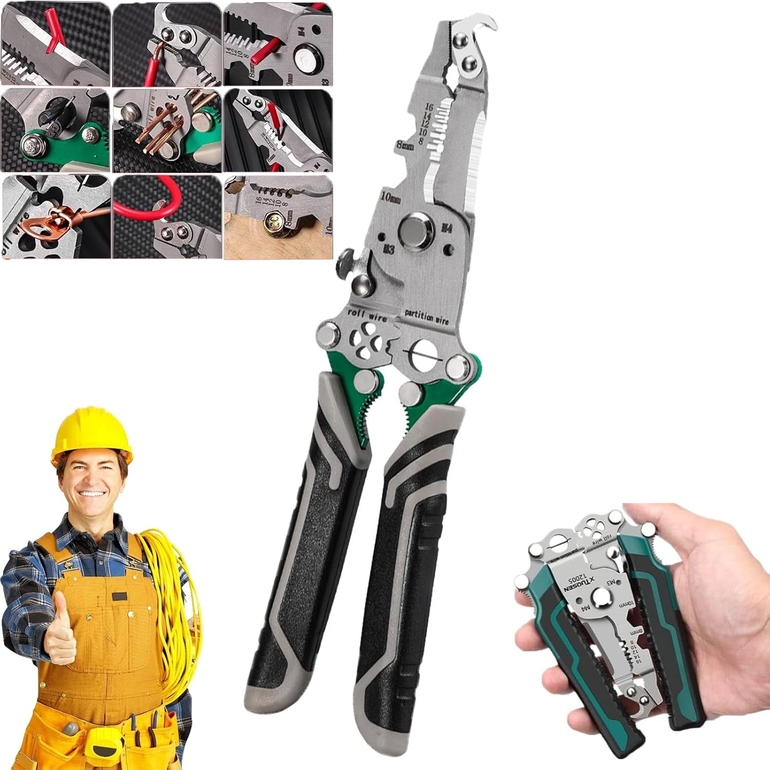18 in 1 Foldable Wire Stripper, 2024 Upgraded Multifunctional Foldable ...