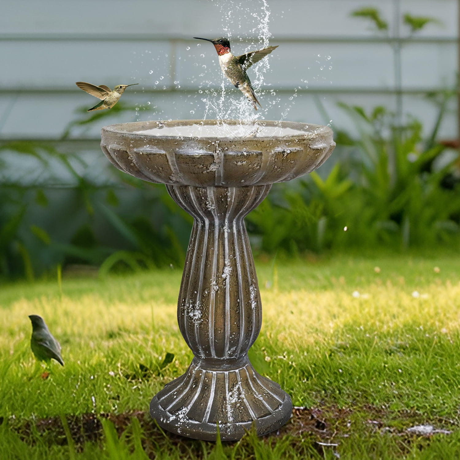 18.1" H Bird Bath for Garden - Concrete Construction Bird Baths for ...