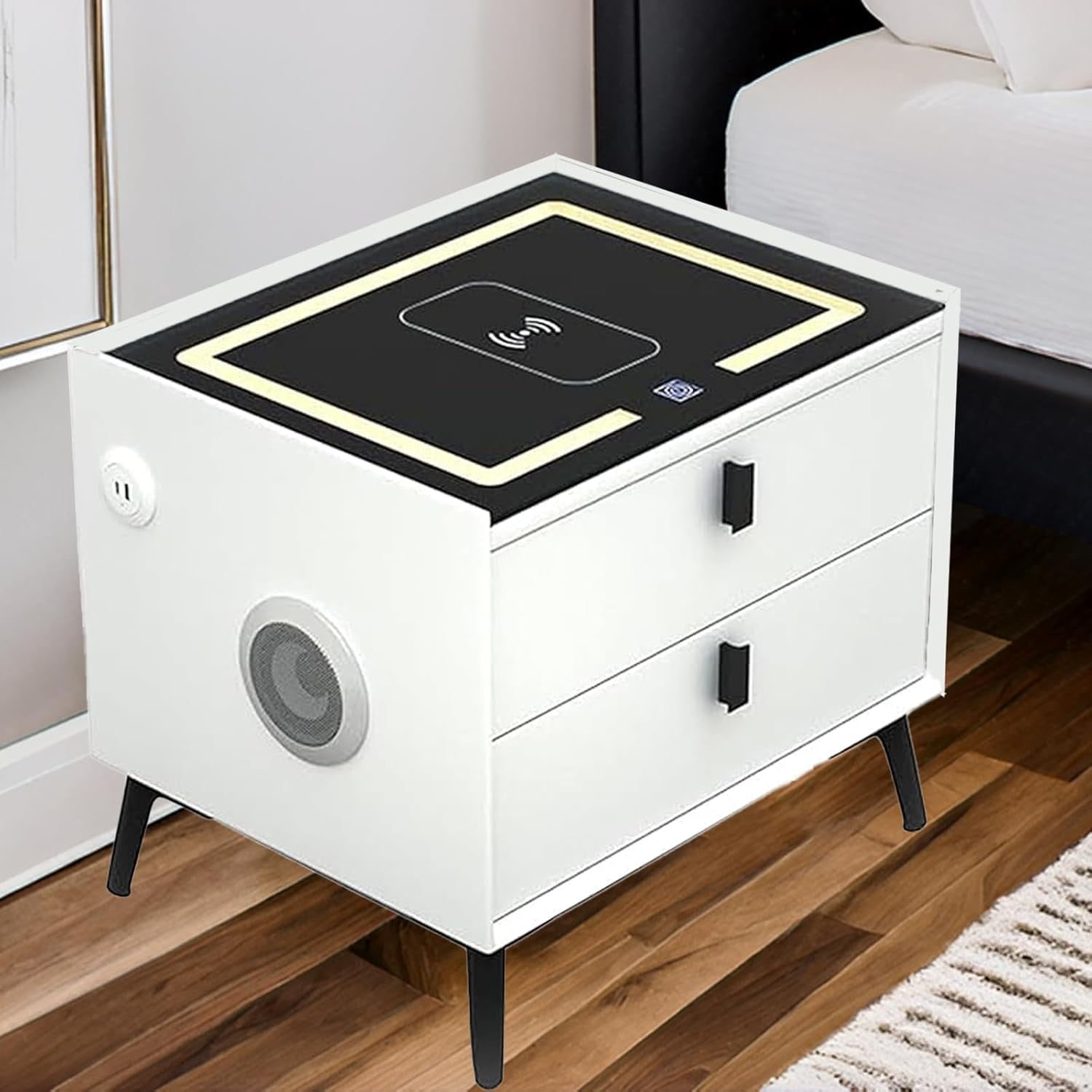 18.1" H Tall Smart Nightstand with Speaker, Wireless Charging Bedside ...