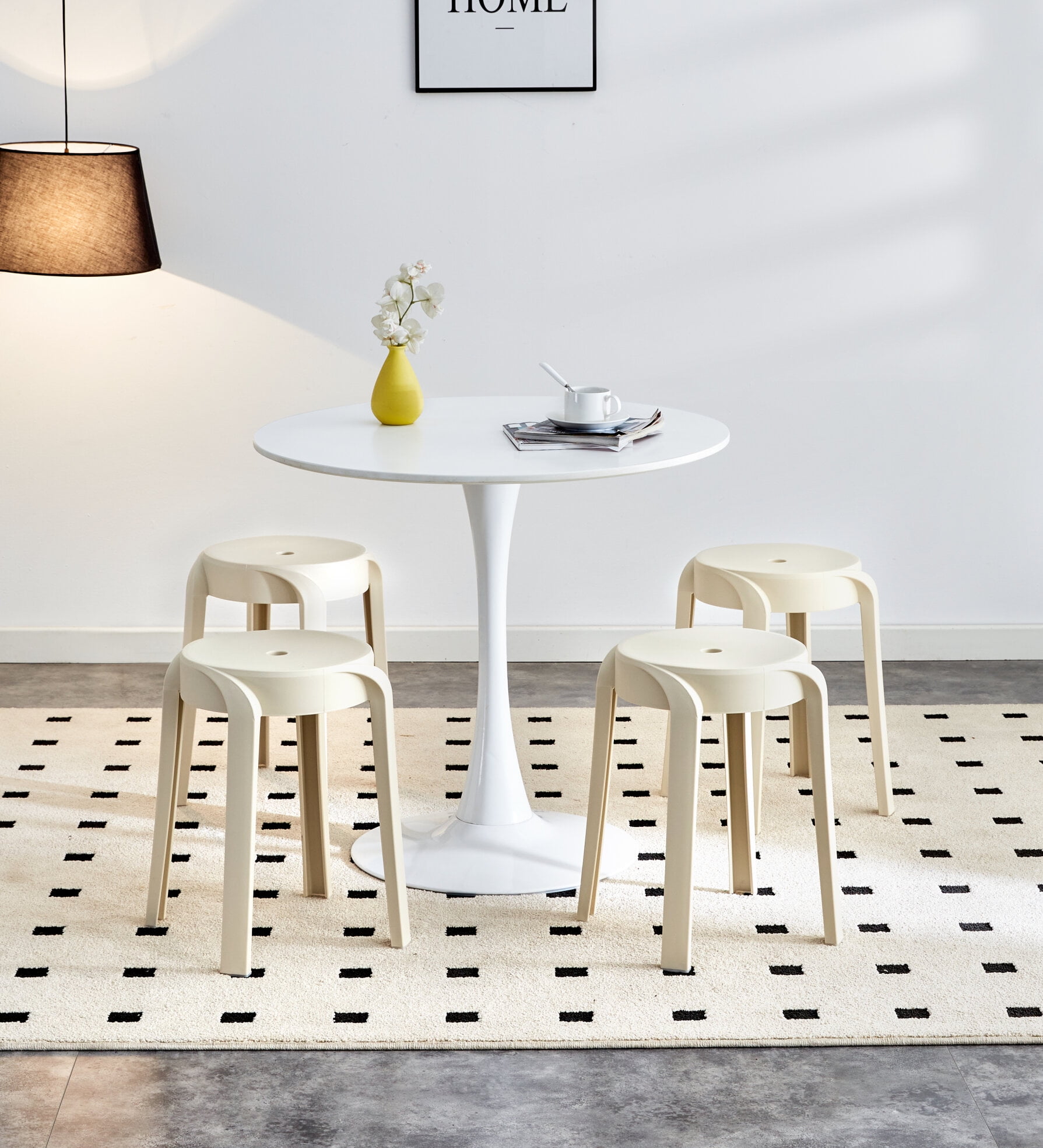 18.1 Inch Height 6 Pack Stackable Plastic Stool with Smoothly Square ...