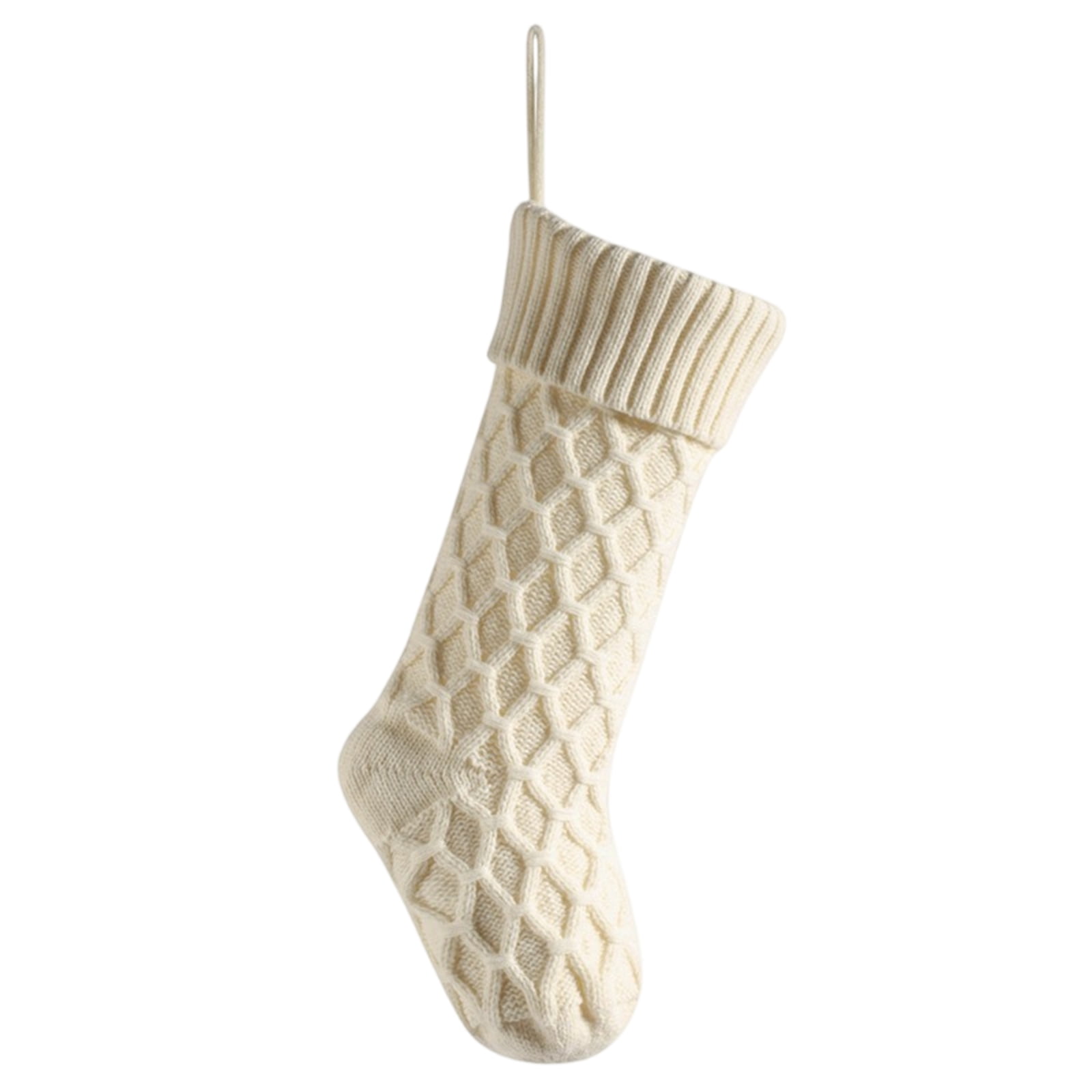 18.1 Inch Knit Christmas Stocking Diamond Pattern Holiday Hanging ...