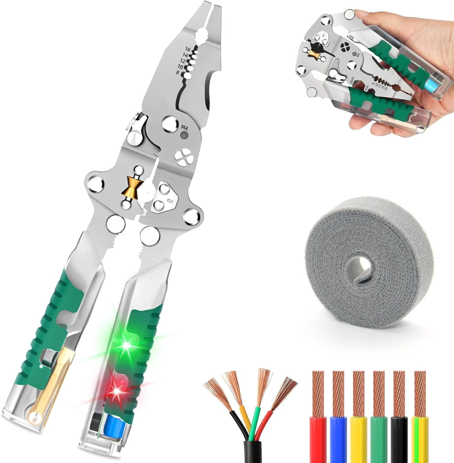 18 in 1 Wire Stripping Pliers with Voltage Tester, Folding Stylus ...