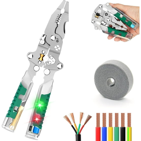 18 in 1 Wire Stripping Pliers with Voltage Tester, Folding Stylus ...