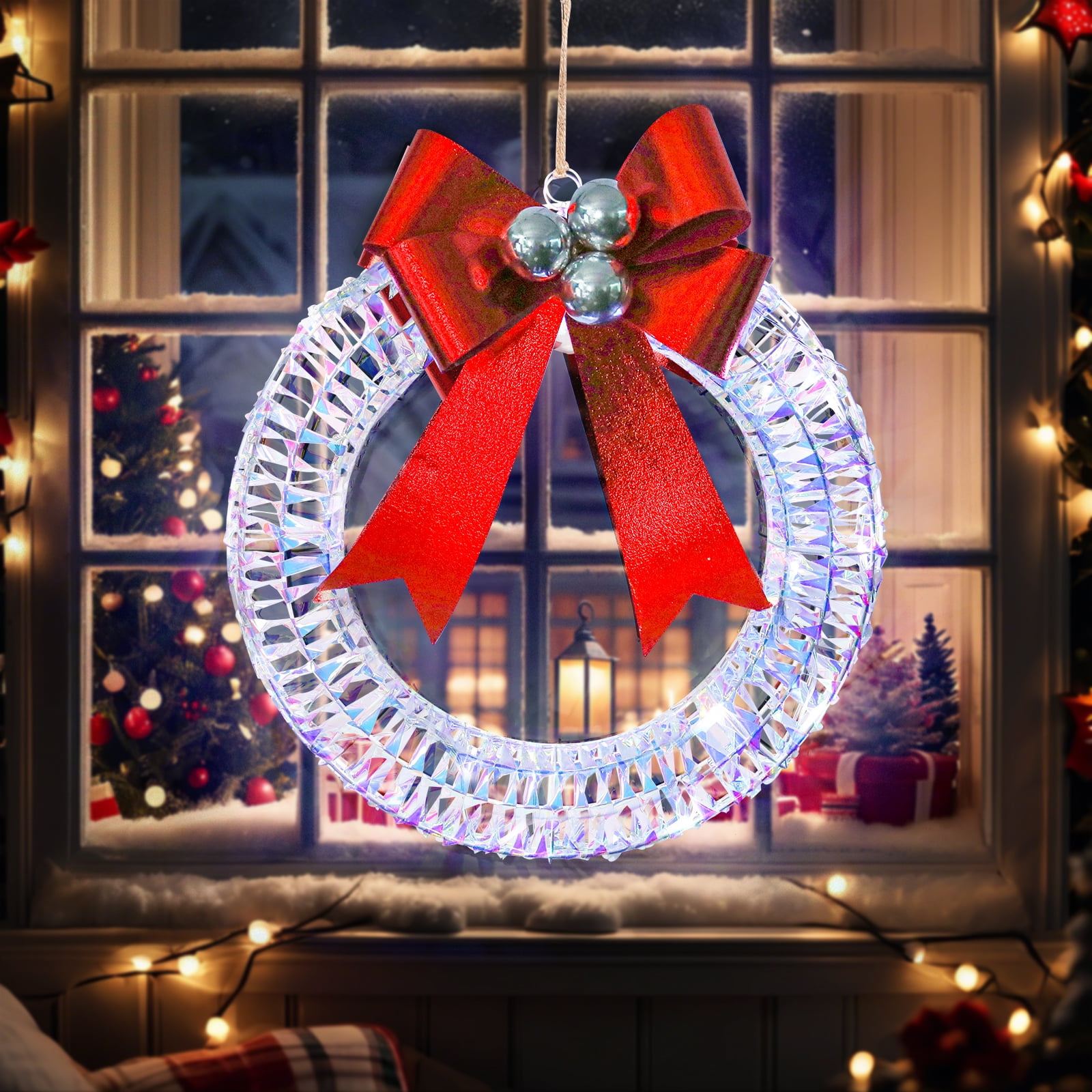 18.1 inch Christmas Wreath-Lighted Christmas Wreaths for Front Door ...