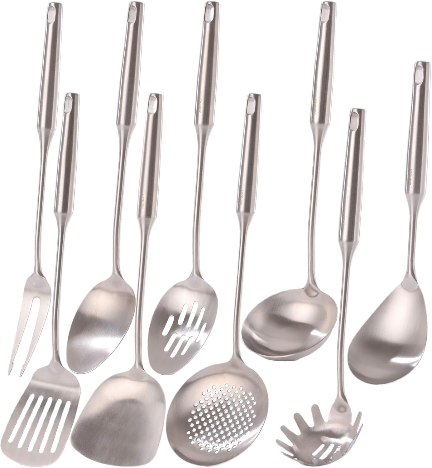 18/10 Stainless Steel Kitchen Utensils Set - 15” Long Metal Cooking ...