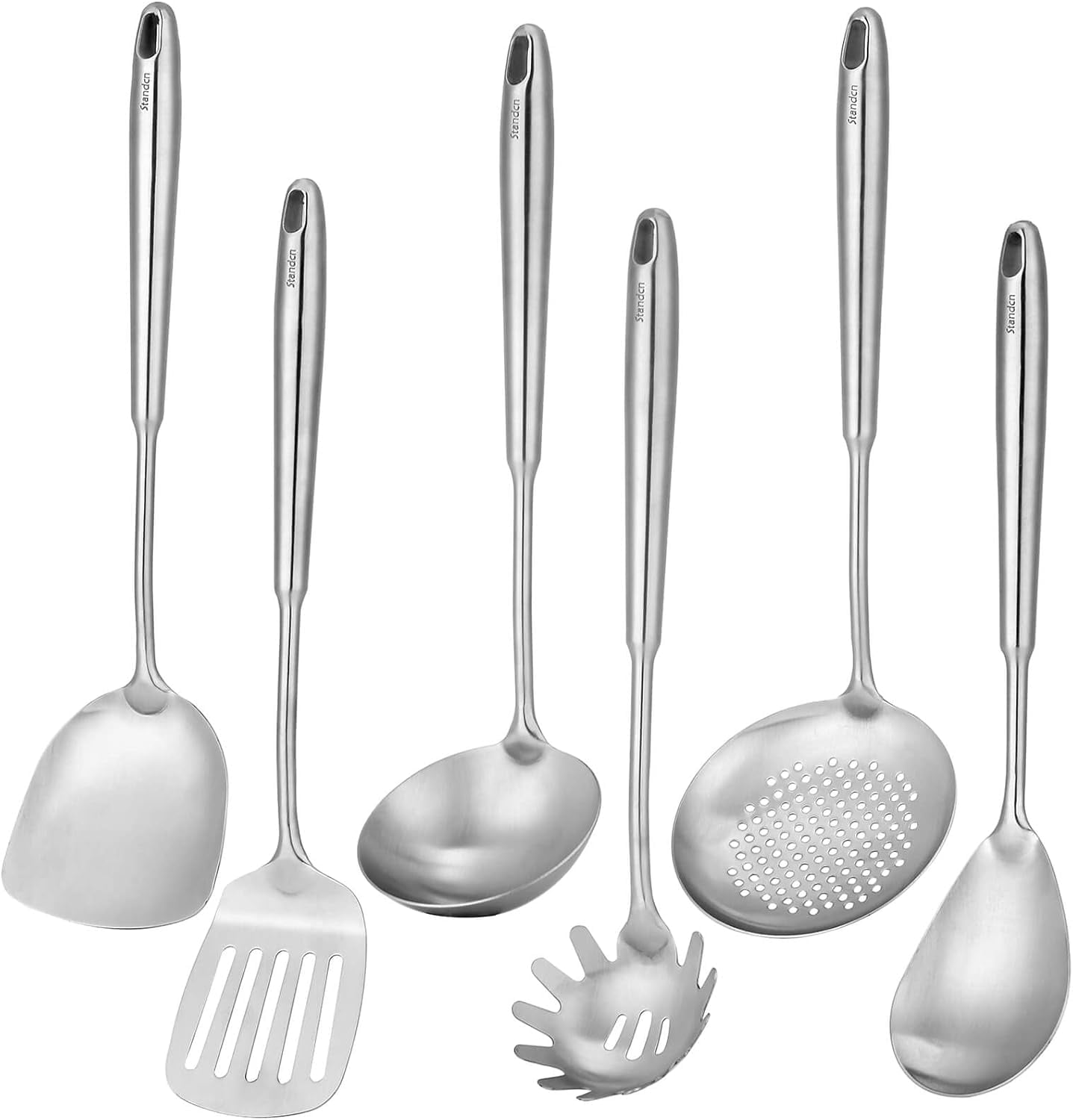 18/10 Stainless Steel Kitchen Utensils Set, 6 PCS All Metal ...
