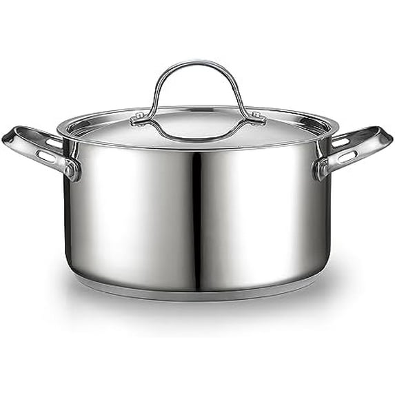 18/10 Stainless Steel Stockpot 6-Quart, Classic Deep Cooking Pot ...