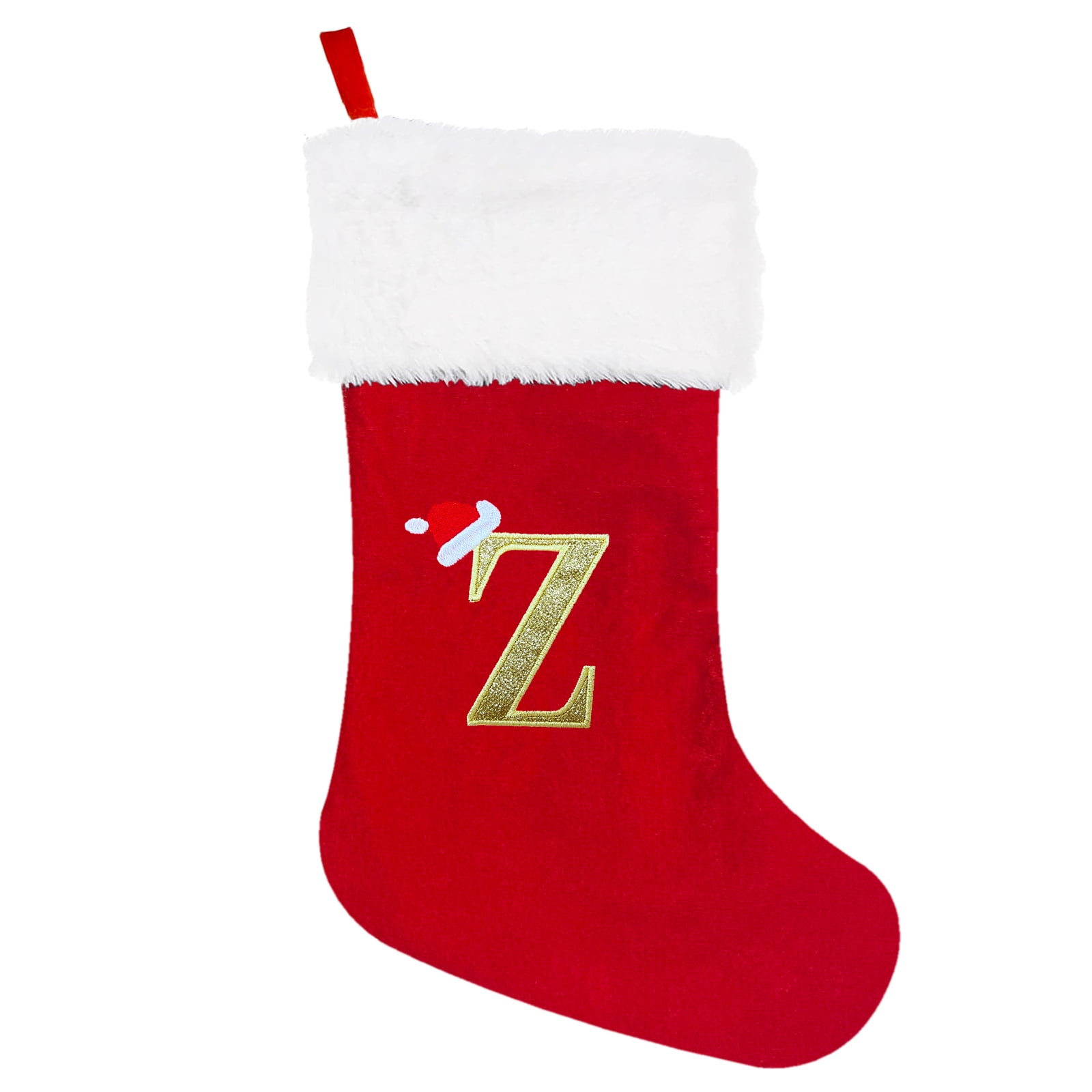18.11 Inches Monogram Christmas Stockings Red Velvet with White Super ...