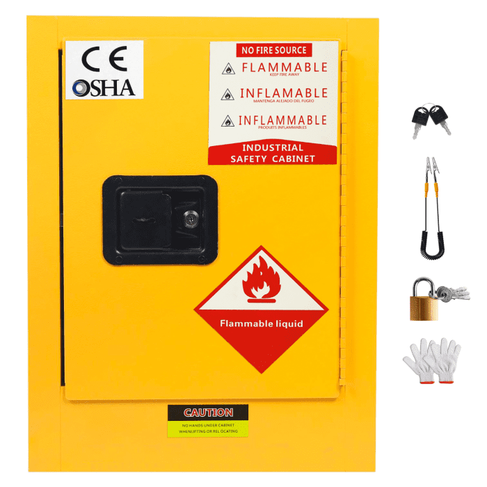 18.11"x18.11"x23" Yellow Safety Storage Cabinet, Galvanized Steel Build ...