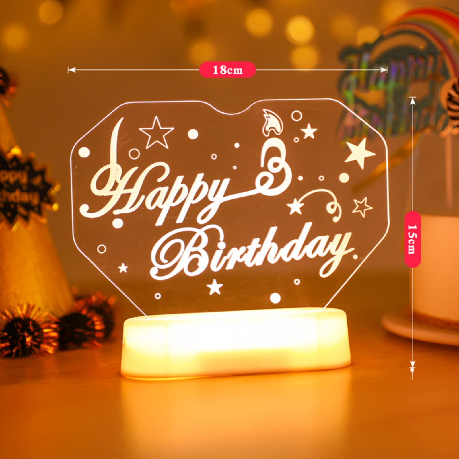 18*15CM Neons Signs Happy Birthday LED Light Up for All Decor-Led Light ...