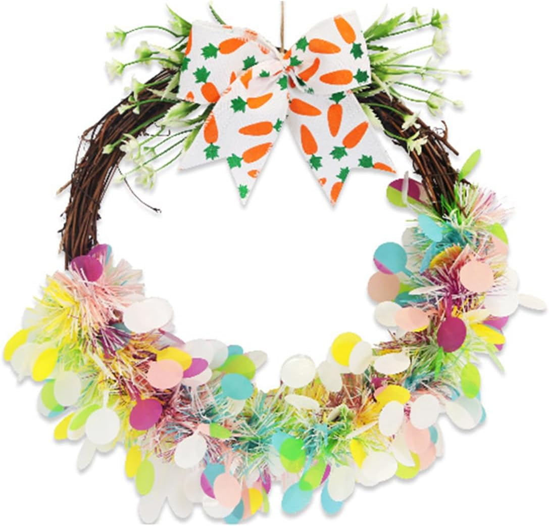 18×15Inch Easter Colorful Confetti Wreath, Artificial Hanging Spring ...