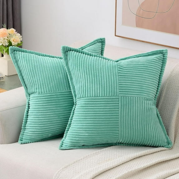 18×18 Inch Decorative Throw Pillow Cover Set, Soft Corduroy Fabric ...