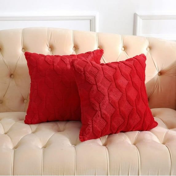 18×18 Inch Decorative Throw Pillow Cover Set, Soft Plush Fabric ...