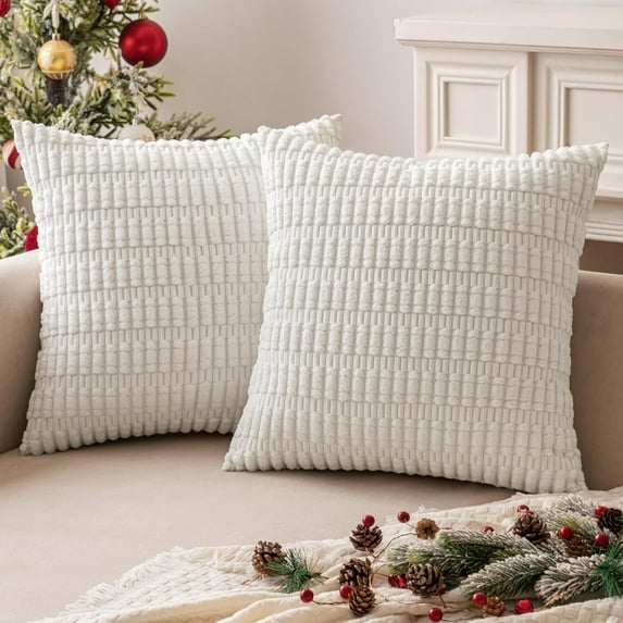 18×18 Inch Decorative Throw Pillow Cover Set, Soft Plush Fabric ...