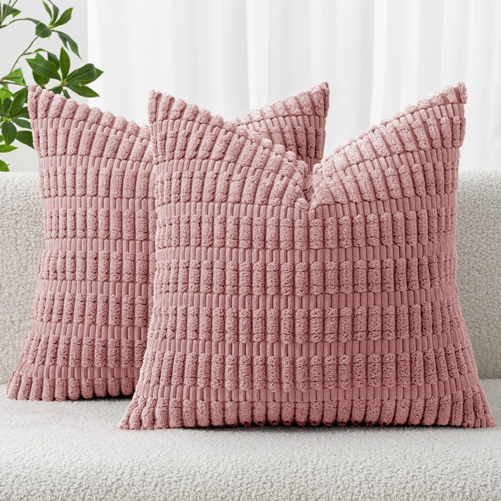 18×18 Inch Decorative Throw Pillow Cover Set, Soft Plush Fabric ...