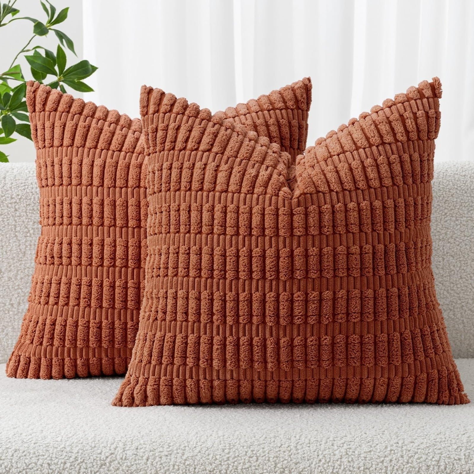 18×18 Inch Decorative Throw Pillow Cover Set, Soft Plush Fabric ...