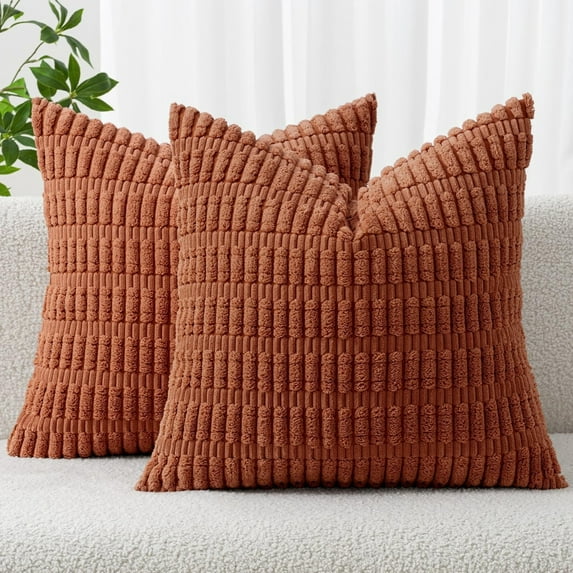 18×18 Inch Decorative Throw Pillow Cover Set, Soft Plush Fabric ...