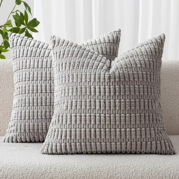 18×18 Inch Decorative Throw Pillow Cover Set, Soft Plush Fabric ...