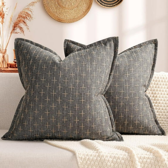 18×18 Inch Geometric Throw Pillow Cover 2-Pack Textured Solid Color ...