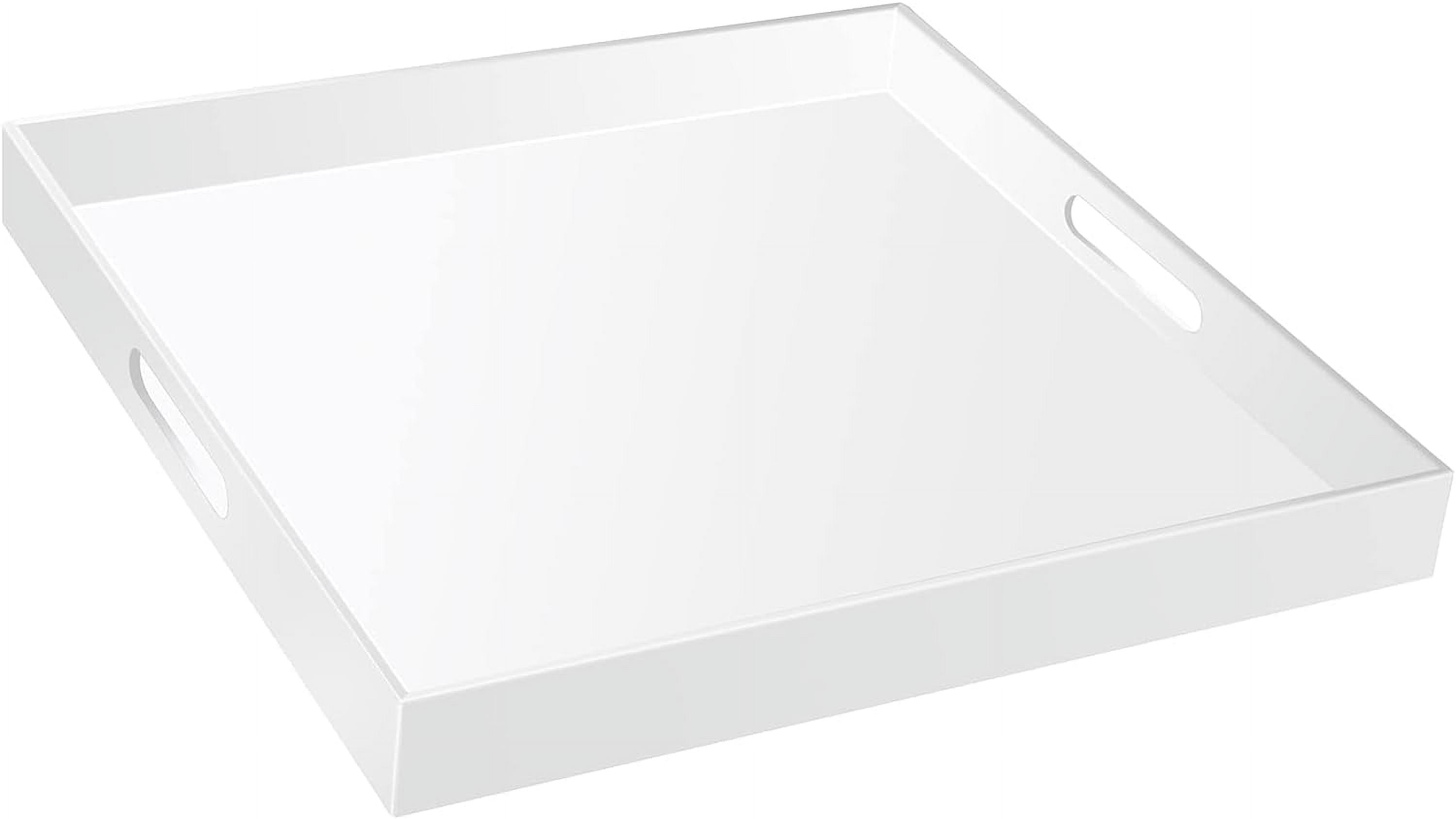 18×18 Inches Glossy White Acrylic Serving Tray with Handles Extra Large ...