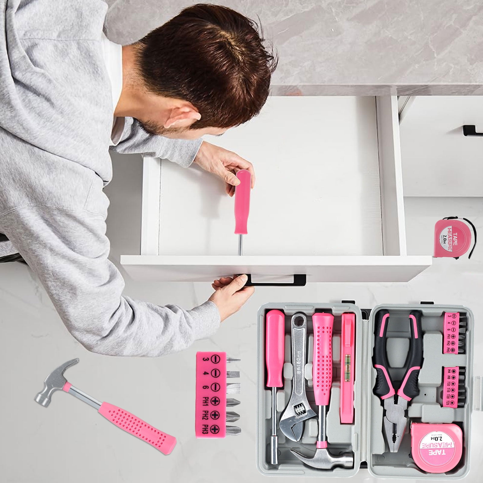 18/19/20Pcs Household Tool Set Portable Household Basic Hand Tool Set ...