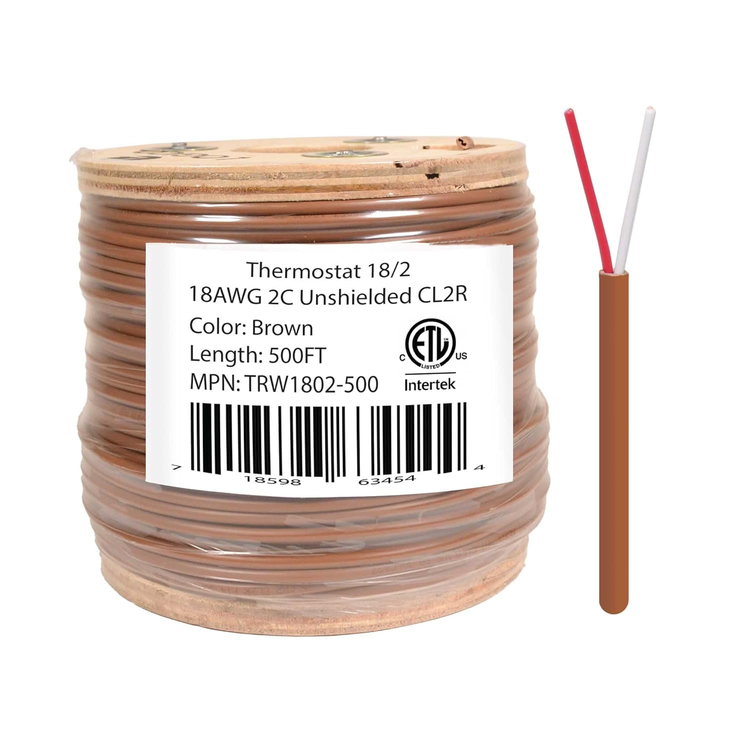 18/2 Thermostat Wire HVAC Bare Copper Cable CMR/Riser-Rated Power ...