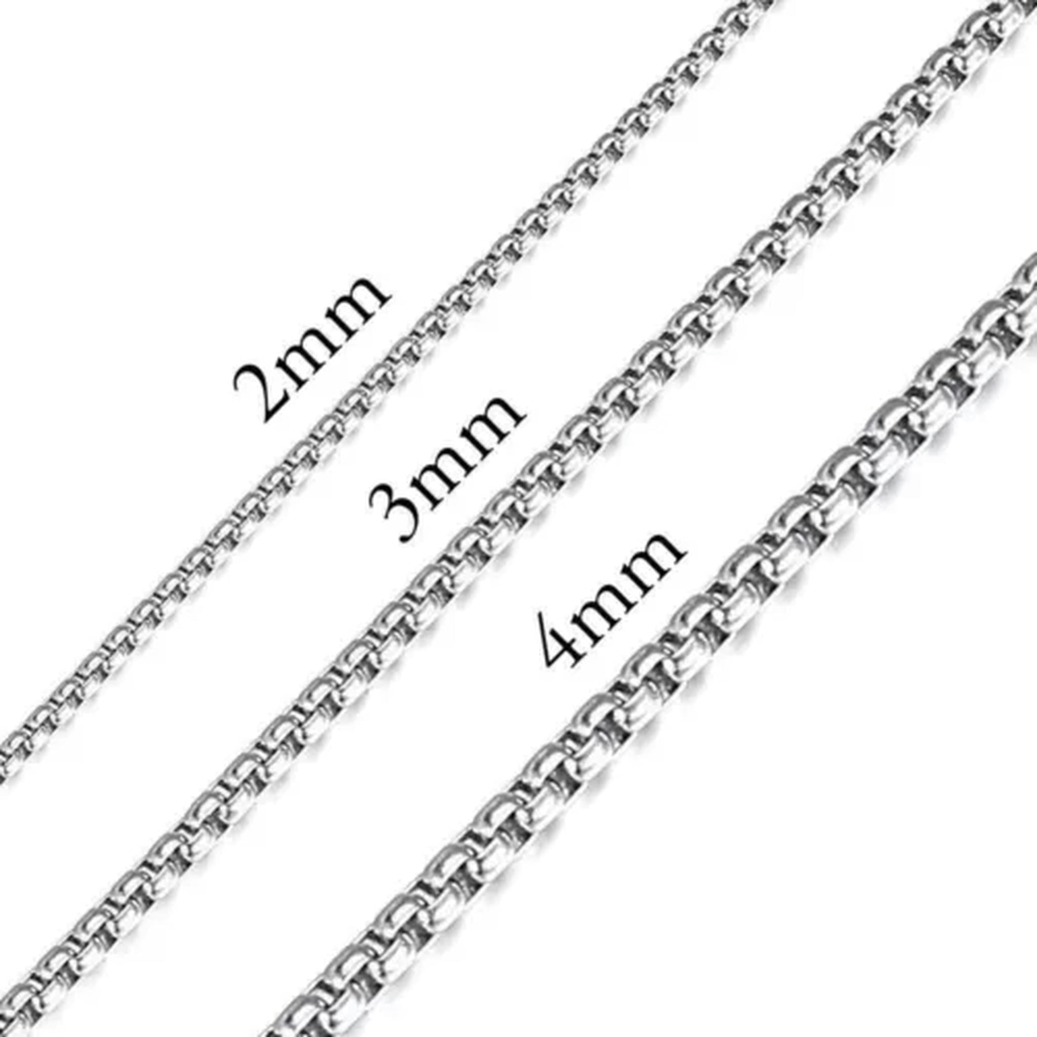 18-24 inches Round Box Link Chain Stainless Steel Necklace Men Women 2 ...