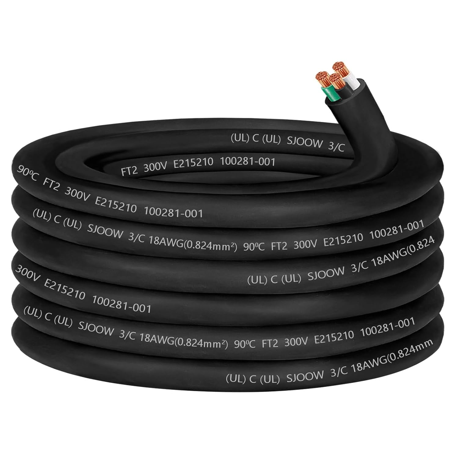 18/3 18 Gauge Wire SJOOW Wire 3 Conductor 18 Gauge Electric Portable ...