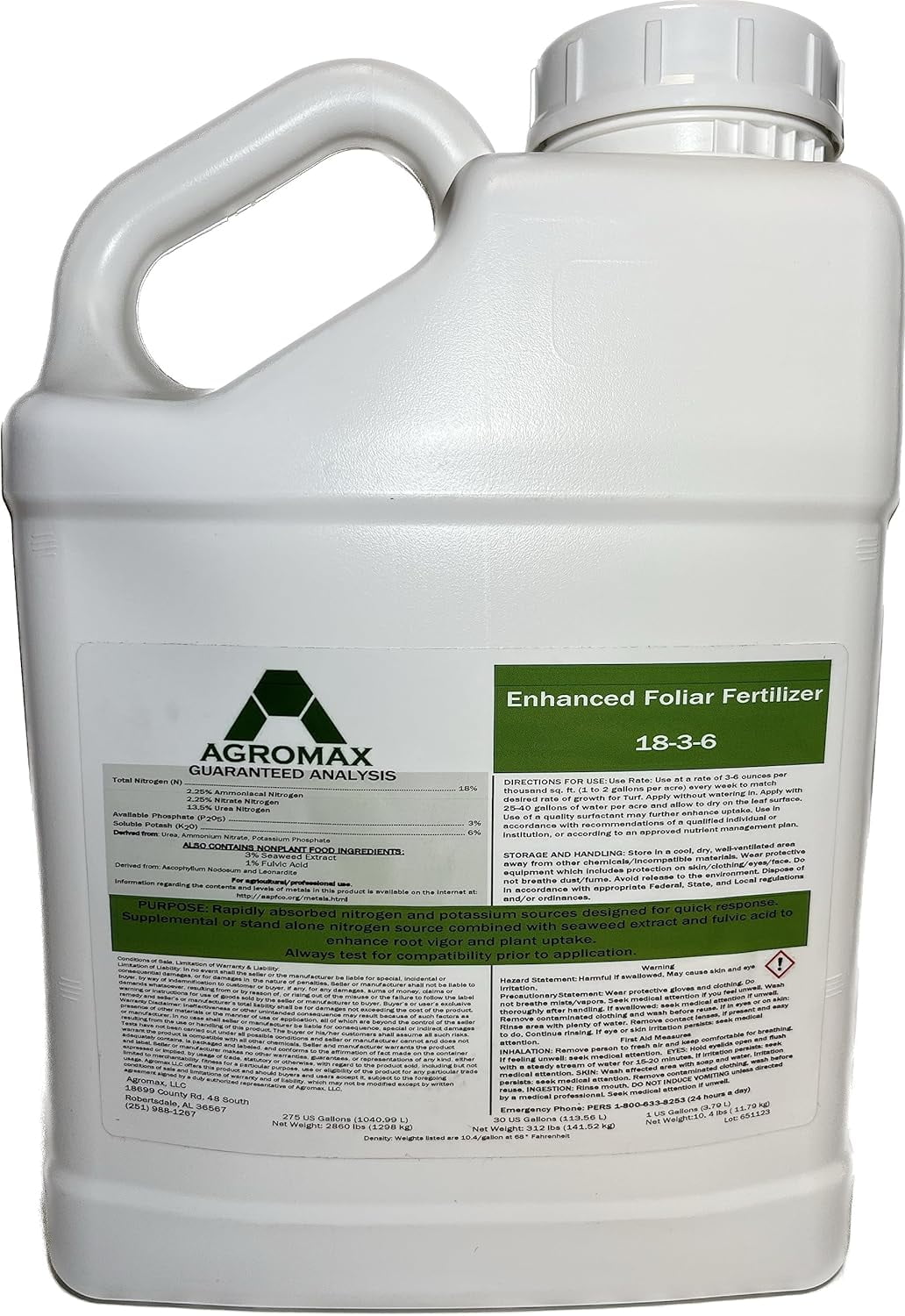 18-3-6 Liquid Fertilizer (1 Gallon), by AGROMAX - Turf Grass and Lawn ...