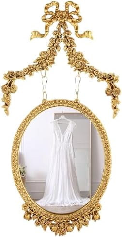 18.3 X 9.65 iNCH cHRISTMAS gOLD bOW mIRROR wALL mOUNTED hANGING gIFT ...