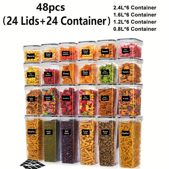 18/30/48/84pcs Sealed Food Storage Containers with Lids, Bpa-Free ...