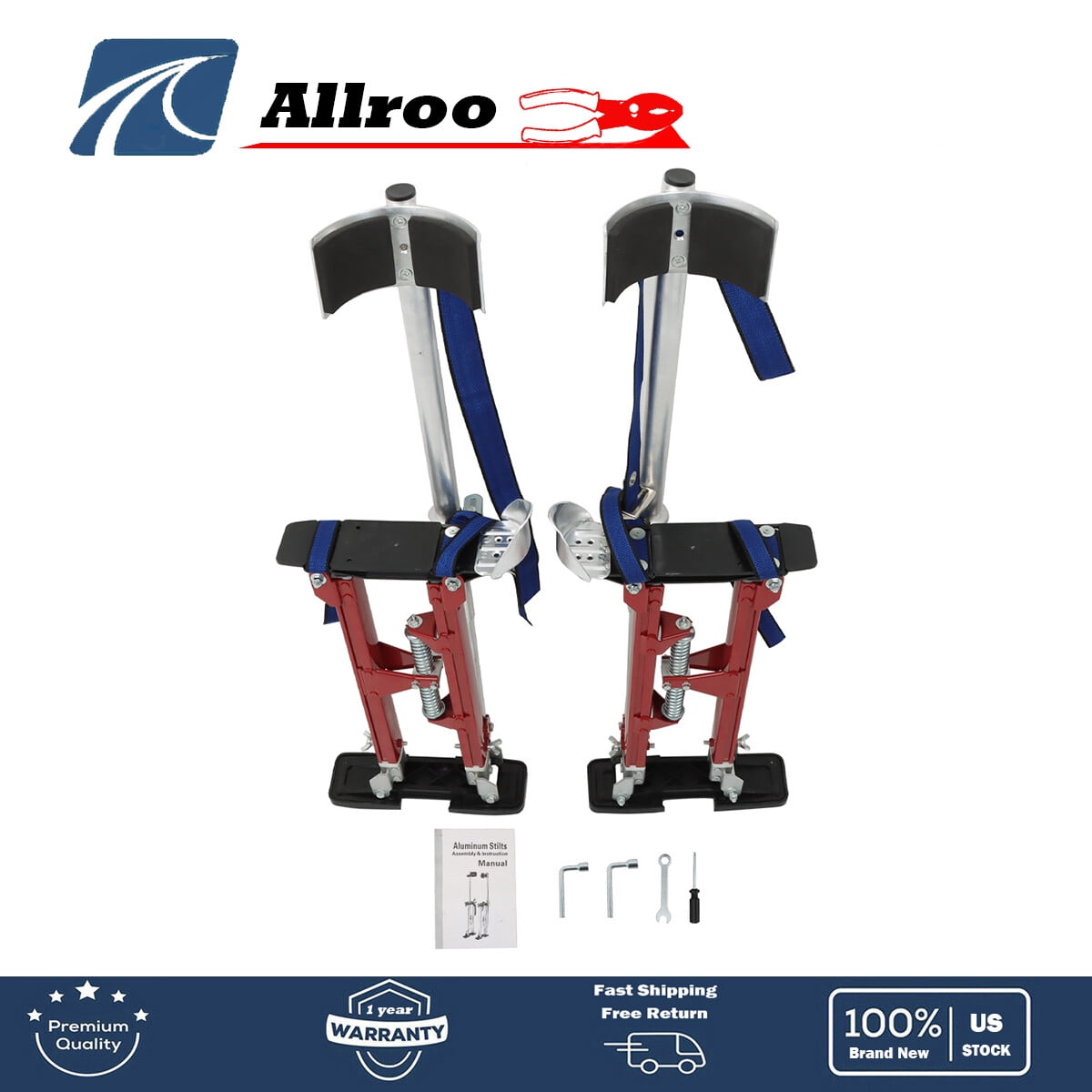 18"-30" Adjustable Height Drywall Stilts Aluminum Tool For Painting ...