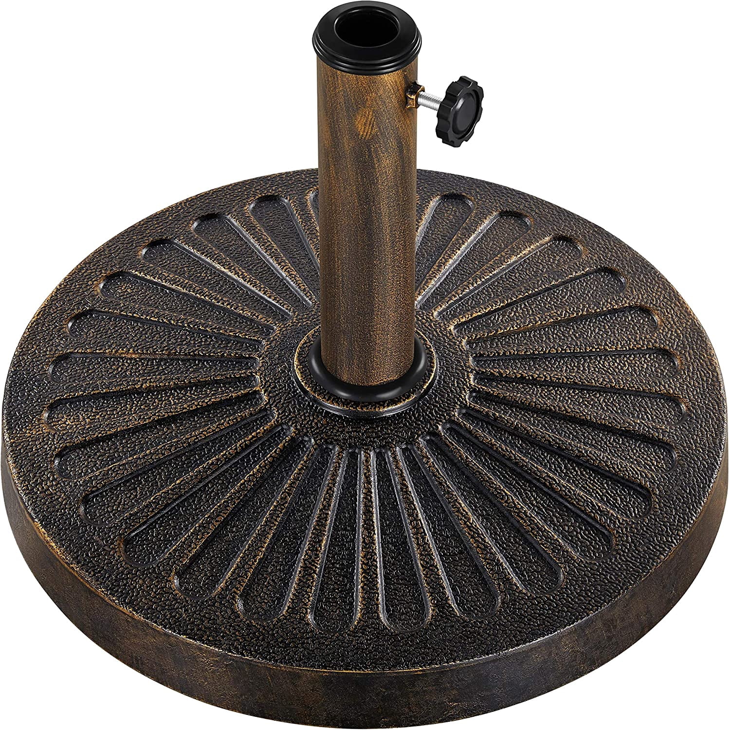 18'' 30lbs Umbrella Base Outdoor Living Round Antiqued Umbrella Stand ...