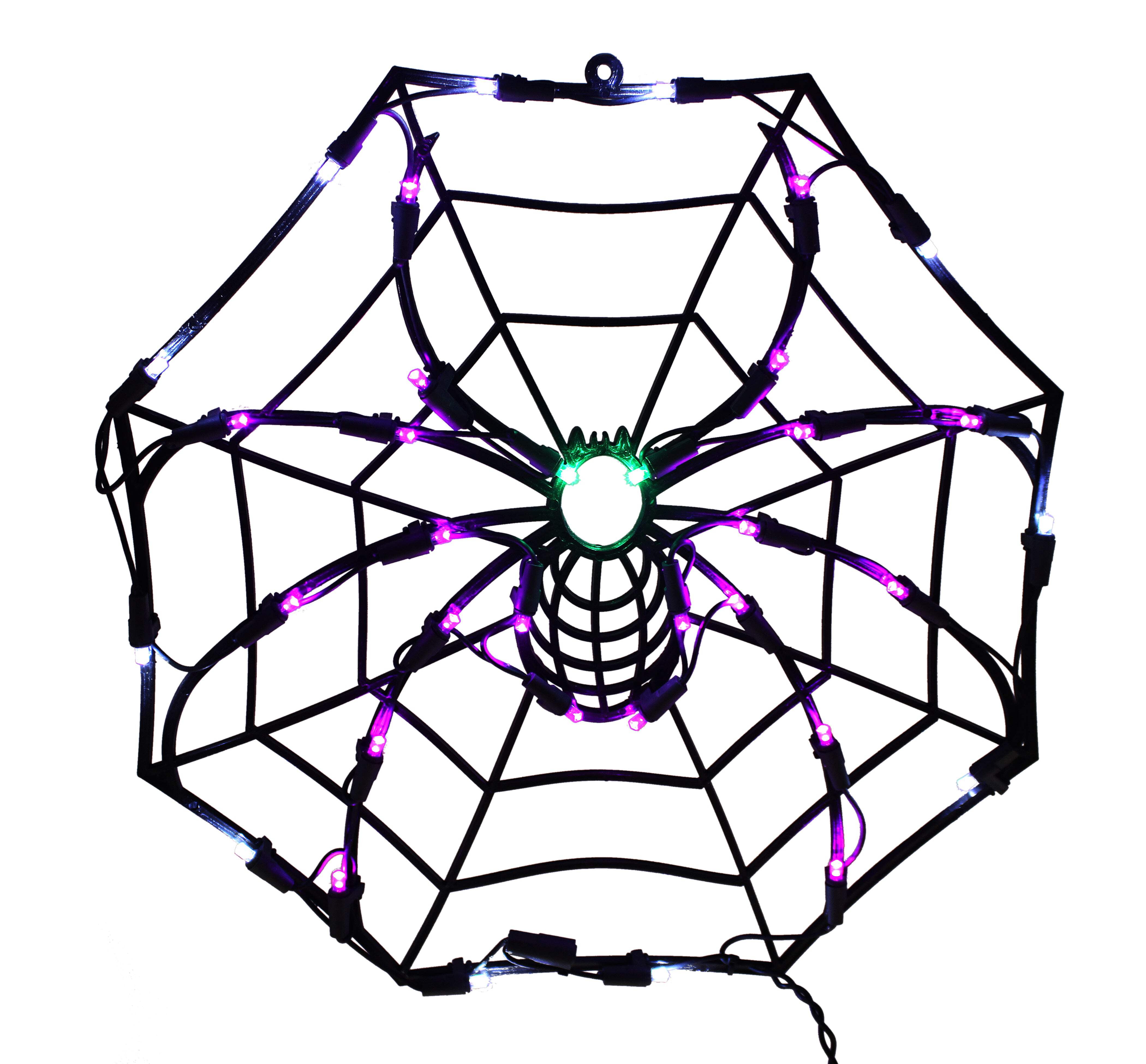 18" 35 Lights LED Outdoor Window Spider Web Decor - Walmart.com