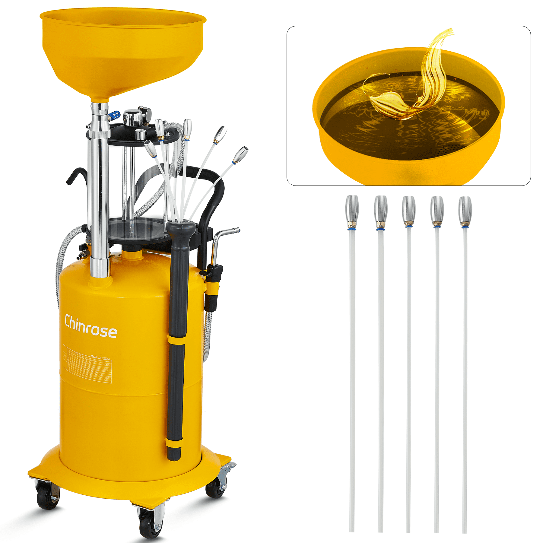 18.36 Gallon (70L) Fluid Extractor with Wheels,Oil Extractor Adjust ...