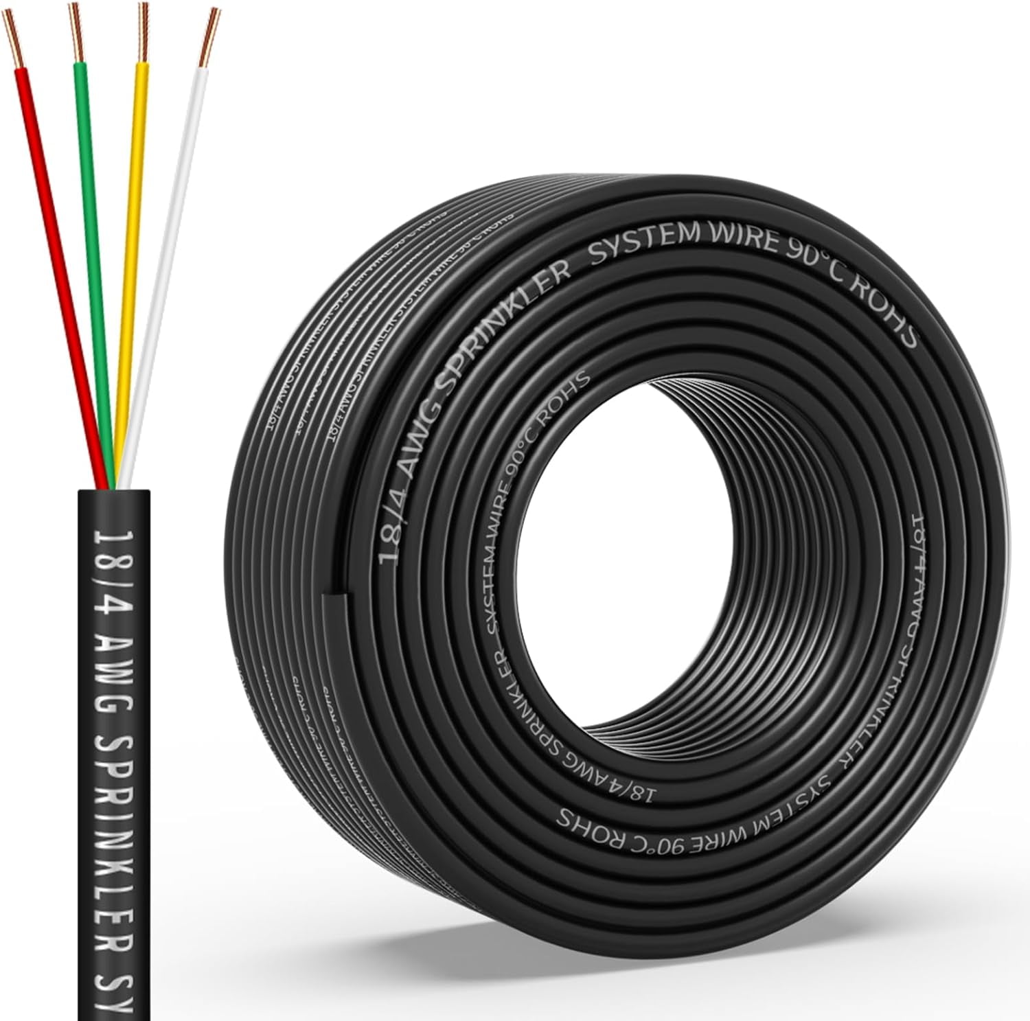 18/4 Solid Sprinkler System Wire 50ft, 18 Gauge Irrigation Cable with ...