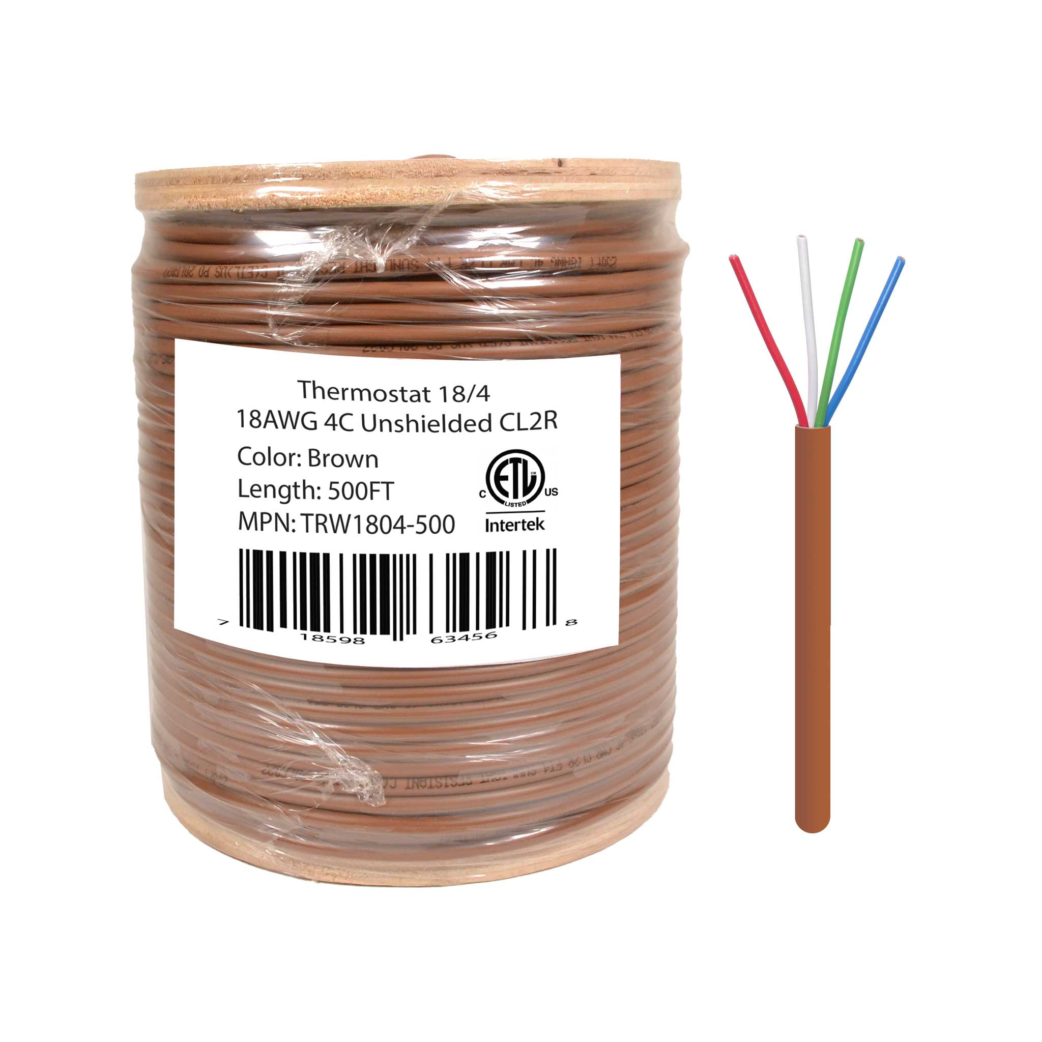 18/4 Thermostat Wire 18 Gauge Solid Copper CMR Heating HVAC AC Cable ...