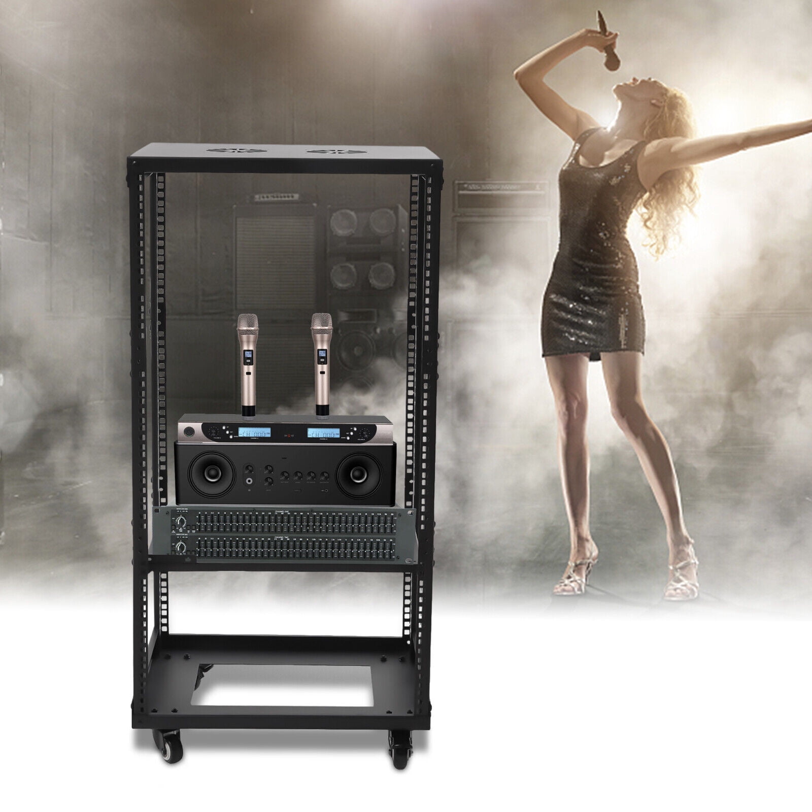 18.5" 18U Open Frame Server Rack with Wheels- Home Network Cabinet 70kg ...